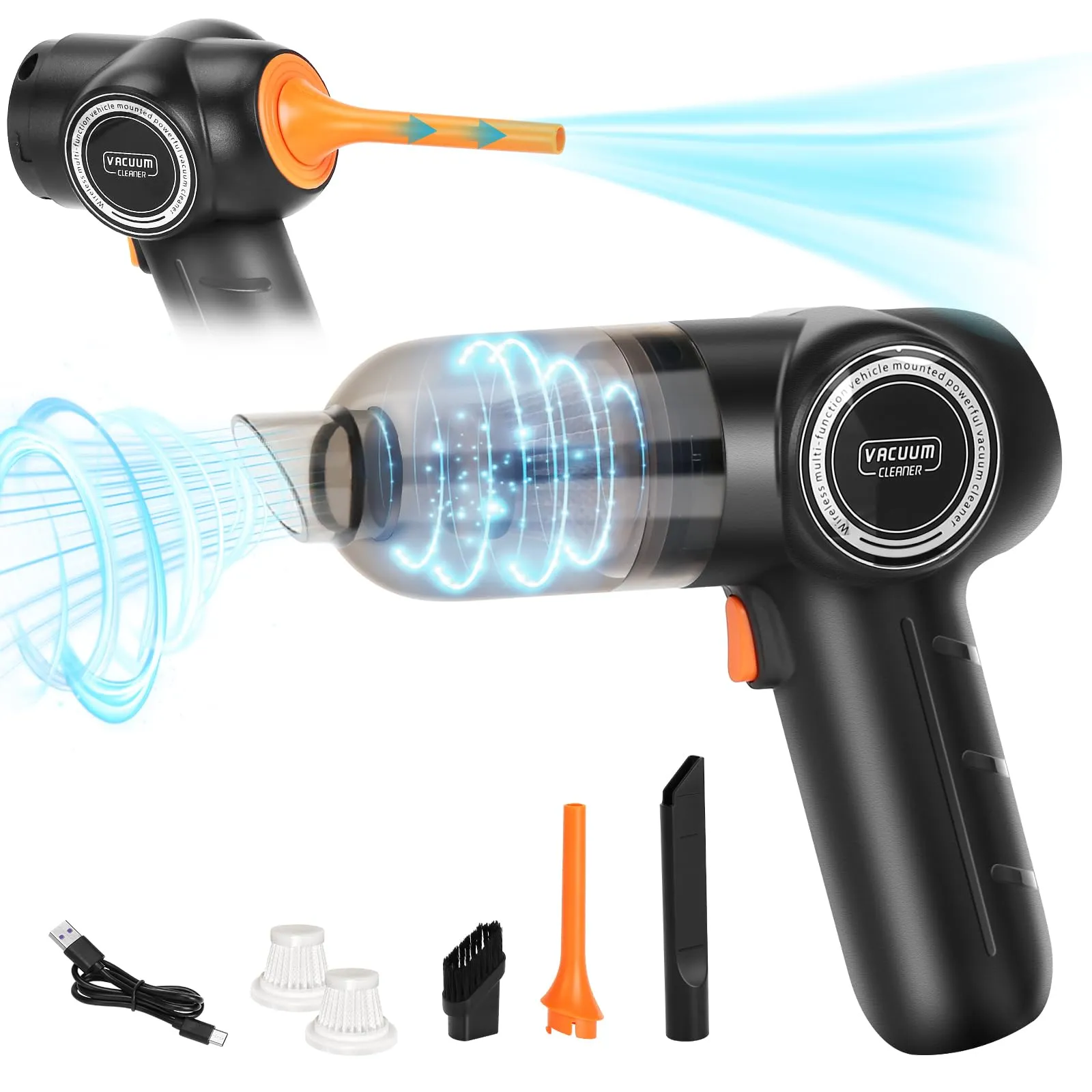 Car Vacuum Cleaner Cordless Handheld 9000 Pa Mini Vacuum With Multi ...