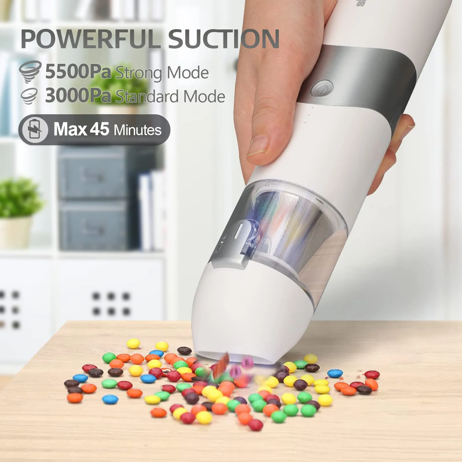 Cordless Handheld Vacuum Cleaner 5500Pa Powerful Suction Mini Vacuum ...