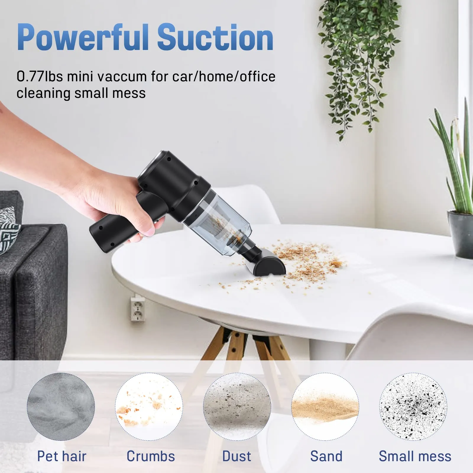 Cordless Handheld Vacuum Cleaner, Portable Rechargeable 2-in-1 Sucking ...