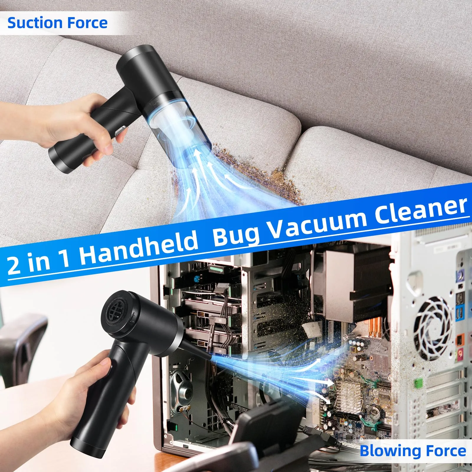 Foldable Handheld Vacuum & Blower, Cordless Rechargeable, High Power ...