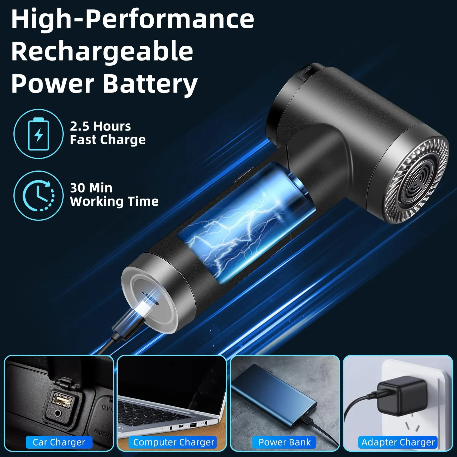Foldable Handheld Vacuum & Blower, Cordless Rechargeable, High Power ...