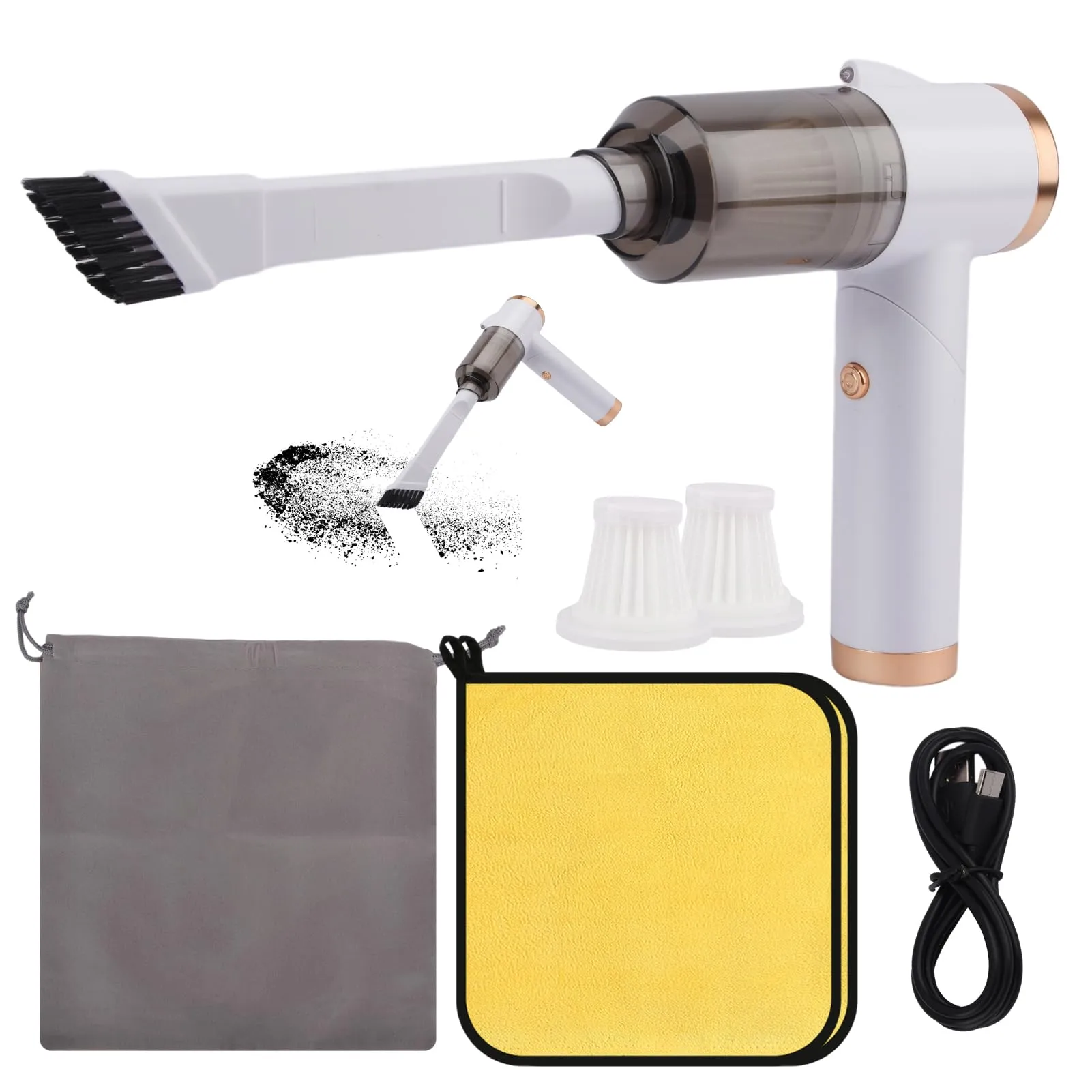 Mini Handheld Vacuum Cleaner - 9000PA Suction, Cordless, Lightweight, 2 ...