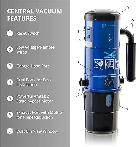 Prolux CV12000 Blue Central Vacuum Cleaner With 2 Stage Motor, HEPA ...