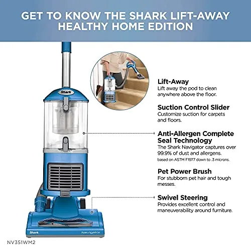 Shark Navigator NV351 Blue Pet Pro Upright Vacuum With Lift-Away ...